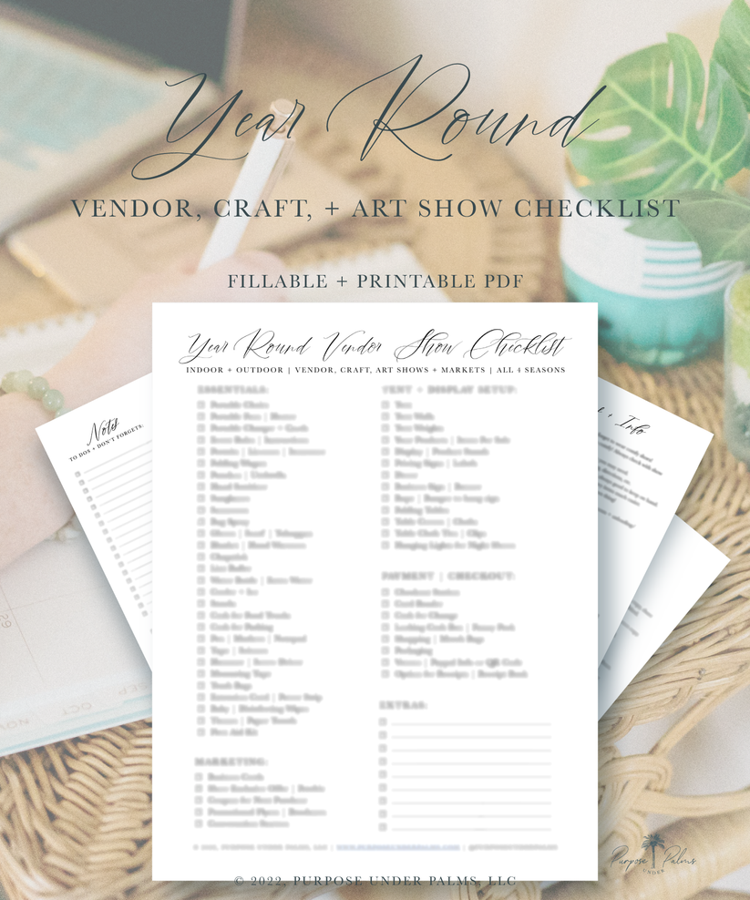 Year Round Vendor, Craft, Art Show + Market Checklist | Digital Downlo ...